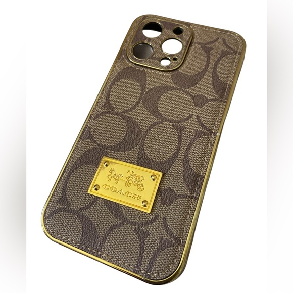 Coach | Cell Phones & Accessories | Coach Signature Tan And Gold Phone ...